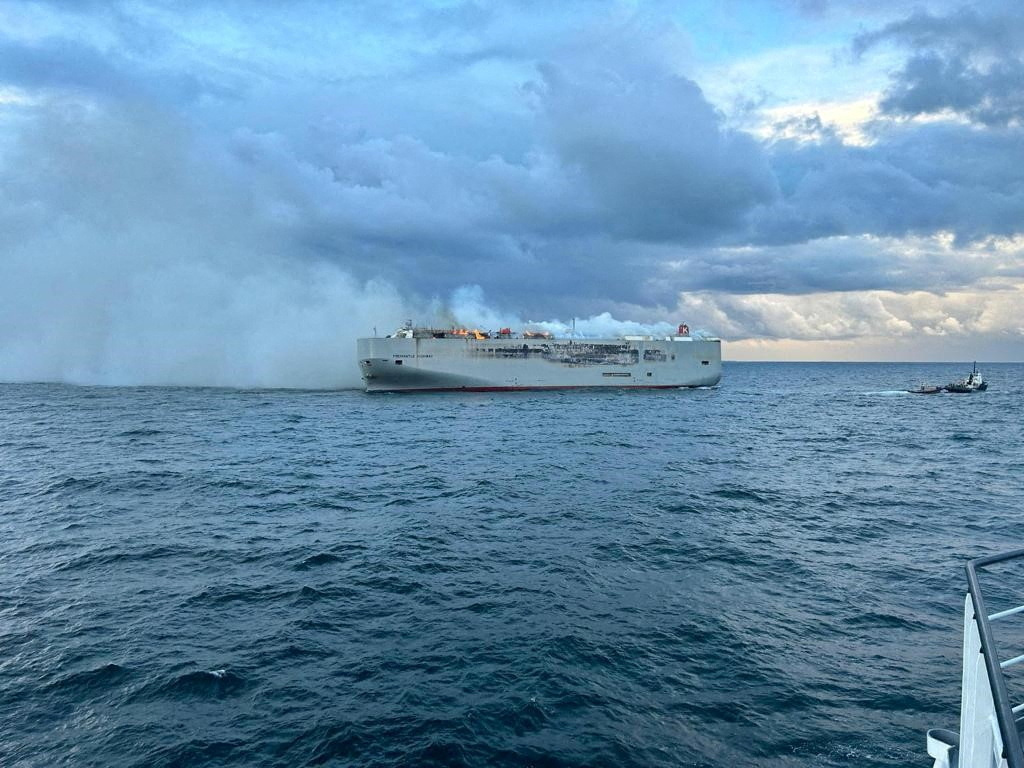 Rescue Teams Will Have to Wait Until Ignited EV-Carrying Cargo Ship Is ...